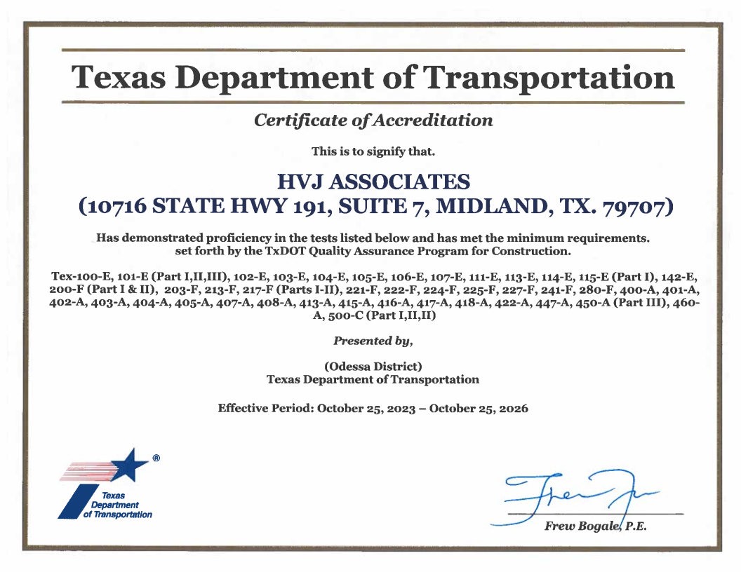 Midland Lab TxDOT Accreditation
